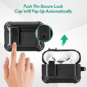 SXTDDSP for AirPods Pro 2nd Generation Case Cover with Lock Lid, AirPods Pro 2 Case 2022, Military Armor AirPods Pro 2 Shockproof Protective Case with Keychain [Front LED Visible], Green&Orange