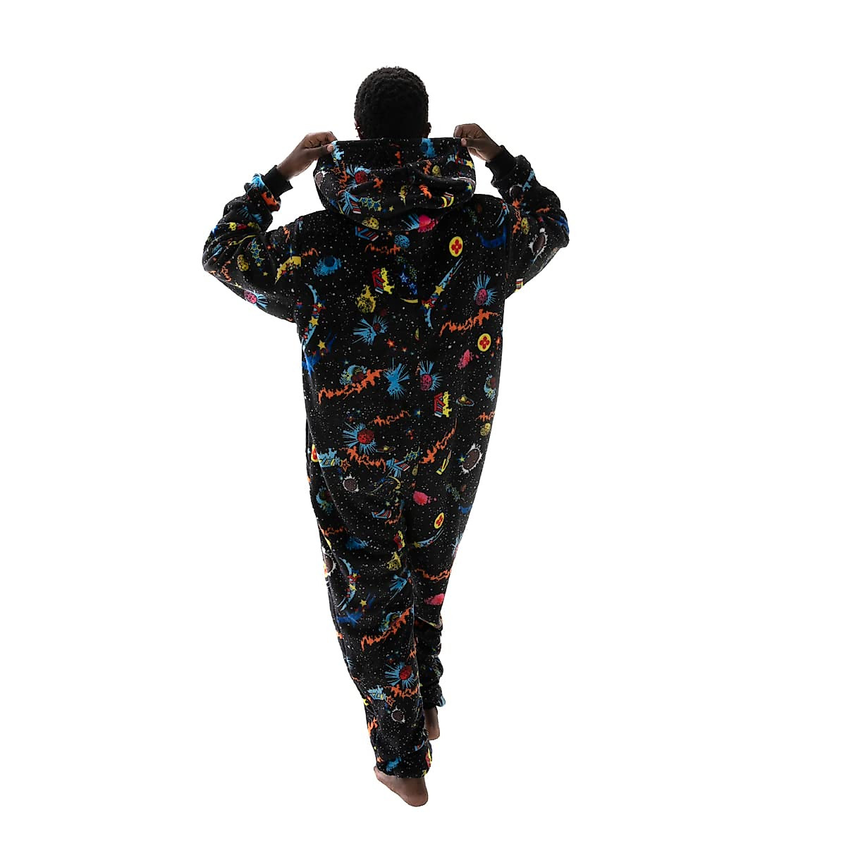 COSUSKET Snug Fit Flannel Onesie Pajamas for Women Tie Dye Costume