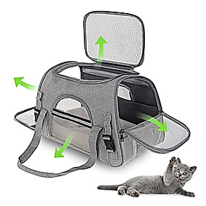 DUJP Soft-Sided Pet Carrier Bag for Under 14 lbs Puppy Kitten Bunny Rabbits Small Cats Dogs Animals , Easy Vet Visit Pet Animals Cage Kennel for Travel & Car, Gray