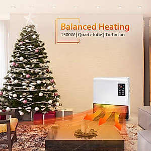 Air Choice Electric Wall Heater, 1500W Floor & Wall Mounted Heater with Remote, Adjustable Thermostat, 12H Timer, 3 Modes, Child Lock, Waterproof Plug, Quick Heat Infrared Space Heater for Indoor Use