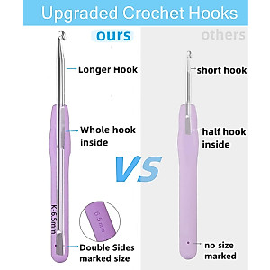 Crochet Hook Set,14 Sizes Crochet Hooks for Arthritic Hands,Crochet Hooks Ergonomic Soft Grip with Case,Crochet Needles(Size B-Size N)