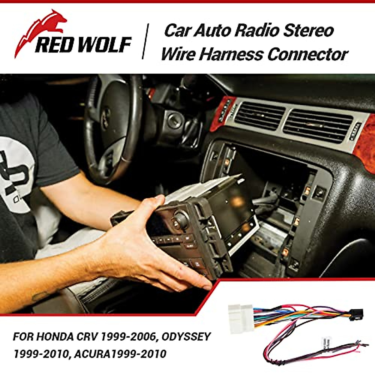RED WOLF Pioneer Radio Stereo Wiring Harness Connector Amp Amplifier/SWC Plug Replacement for Honda CRV 1999-2006, Odyssey 1999-2010, Acura1999-2010