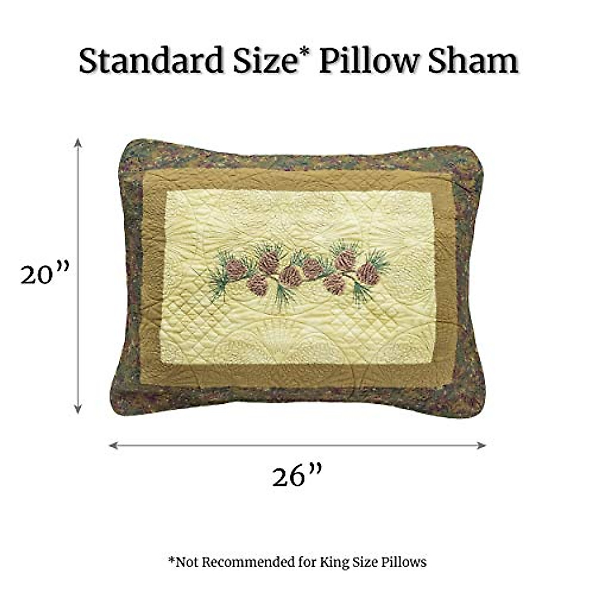 Donna Sharp Pillow Sham - Cabin Raising Pine Cone Lodge Decorative Pillow Cover with Pine Cone Pattern - Standard