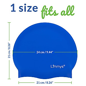 Limmys Men’s Women’s Unisex Swimming Cap - 100% Silicone Ladies Swim Caps - Premium Quality, Stretchable and Comfortable Swimming Hats - Available in Different Attractive Color (Navy Blue)