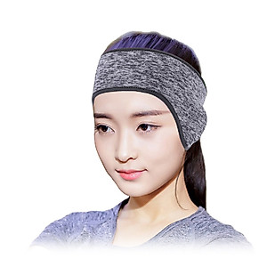 Obacle Headband Ear Warmer Running Fleece Headband Non Slip for Girl Women Men (Gray Dark Blue, 2 Pack)