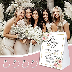 Bridal Shower Ring Game, Put a Ring On It Bridal Shower Game with 50 Fake Rings, Bridal Shower Decorations, Wedding Game, Bachelorette Hens Party Game for Guests - RG09