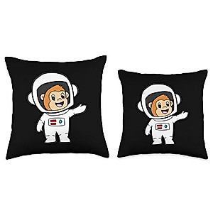 Cute Monkey Gifts And Tees Funny Astronaut Space Travel Baby Monkey Throw Pillow, 16x16, Multicolor