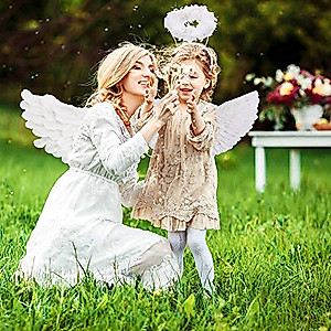 HANDIC Angel Wings and Halo White Angel Costume for Kids Adult Halloween