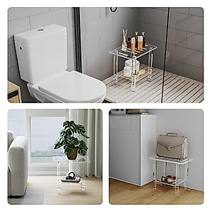 Sumerflos Acrylic Shower Bench for Inside Shower - 12.6" D * 18.58" W * 16.34" H Bathroom Shower Stool with Storage Shelf Heavy Duty (Hold Up to 400lbs) for Shaving Legs Waterproof Non-Slip