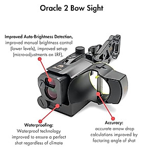 Burris Optics Oracle 2 Rangefinder Bow Sight, Built in Range Finder Measures Exact Distance, Calculates Perfect Aim/Drop Point, Adaptable Right or Left Handed Mount