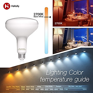 helloify Dimmable BR40 LED Flood Light Bulb 12W, 75W Equivalent, 2700K Soft White Light, Energy Saving Lamp for Office/Home, E26 Screw Base, 6PCS