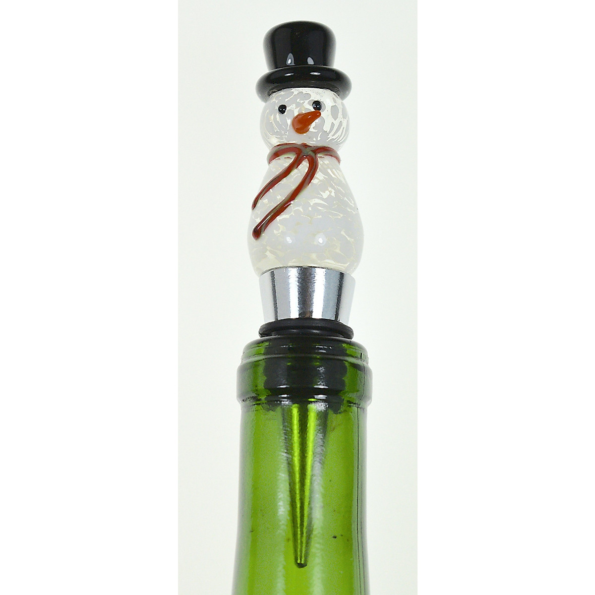PrestigeHaus Glass Snowman Wine Bottle Stopper - Decorative, Unique, Handmade, Eye-Catching Glass Wine Stoppers – Winter, Snow Wine Accessories Gift for Host/Hostess - Wine Corker/Sealer