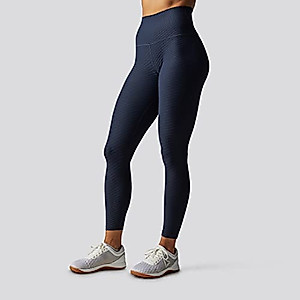 Born Primitive Paragon Leggings – Textured TIK Tok Leggings for Women – High Waisted Gym, Running, Workout or Yoga Pants – Form Fitting Full Length Sport Leggings - Navy Blue, Medium