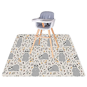 BABYBOET Splat Mat for Baby – Under High Chair Floor Mat Protects Wood, Vinyl and Carpet from Spills – Waterproof 4 Layer Baby Mat with Anti-Skid Backing Deters Bunching and Sliding (51” x 51”)