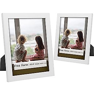 8x10 White Picture Frames Set of 2, Solid Wood Photo Frame with High Definition Glass, Rustic Simple Classic Handmade Wooden Frames for Wall Gallery Mounting or Table Top Display Decoration