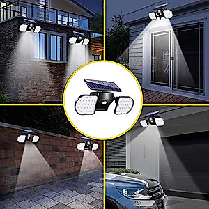 Fitybow Solar Lights Outdoor, Solar Security Lights with Motion Sensor 56 LED Solar Spotlight Lights Waterproof Solar Powered Wall Light Dual Head 360°Rotatable for Yard Garage Patio (2Pack)