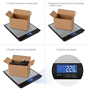 Amiloe Digital Postal Scale, 66lbs/0.1oz Shipping Scale, Letter Scale, Large Scale with Stainless Steel, 2 AAA Batteries Include