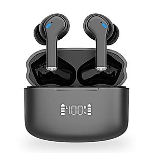 Wireless Earphones, Eranova Bluetooth Earbuds 4 Mics ENC Noise Canceling 30H Playtime IPX6 Waterproof Deep Bass Touch Control USB-C Fast Charge in-Ear Headphones for iPhone Android Sports Black