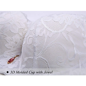 Women Support Push Up Lace Bra Bralette/Plus Size/34 36 38 40 42 44 C D E/Underwire White 42C