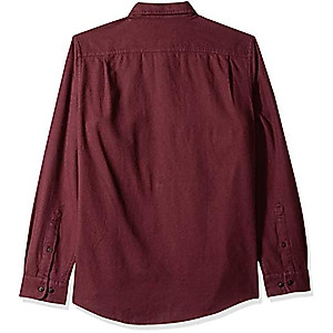 Amazon Essentials Men's Slim-Fit Long-Sleeve Two-Pocket Flannel Shirt, Burgundy Heather, X-Large