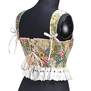 JDHUFEI Halloween Costume for Women Fashion Vintage Gothic Corsets Boho Printed Sexy Renaissance Corsets Steampunk Tunic Tops