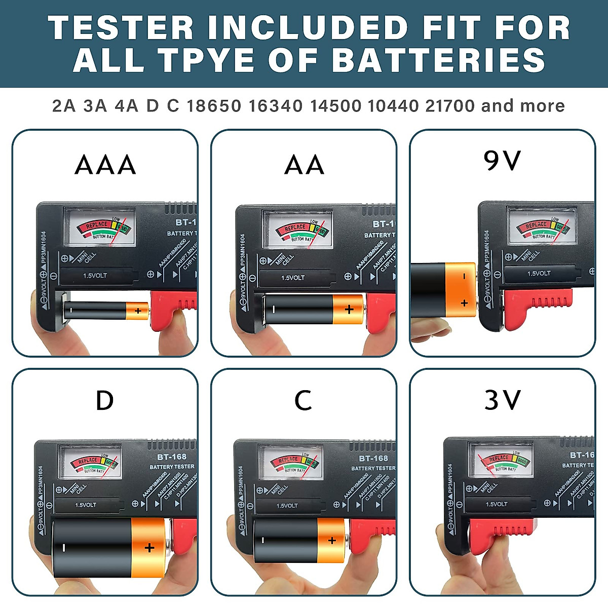 SORFHOUR 250+ Slots Large Battery Storage Organizer Holder, Batteries Organizer Case Storage Box Holder for 2A 3A 4A C D 9V 3V Lithium Button Batteries (Tester Included, NO Batteries)