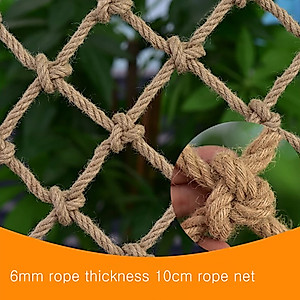 Hemp Rope Net Children's Climbing Net Hand-woven Protective Net Children's Stair Balcony Railing Fence Playground Safety Net Mesh Width 10cm Rope Thickness 6mm Various Sizes Are Available(Size:5x10m)