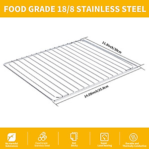 Wire Rack for Baking, Wire Baking Rack Fits for Breville Smart Oven BOV800XL, Plus BOV810BSS, Pro BOV845BSS. SP0002651, Stainless Steel Wire Rack for Cooking, Oven Racks Replacements