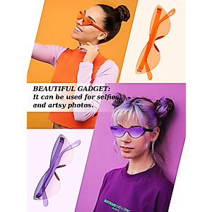 Weewooday 15 Pairs Candy Colored Rimless Sunglasses Cat Eye Colored Transparent Sunglasses for Women Men