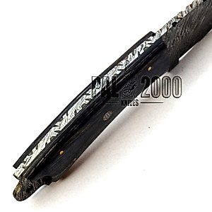 PAL 2000 KNIVES BOW-9684 Custom Forged Damascus Steel Fixed Blade Hunting Knife with Sheath