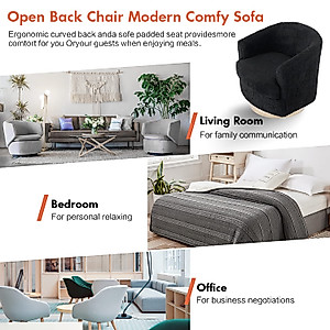 Dxacvkc 30.7" W Boucle Chair Swivel Barrel Chair Comfy Round Accent Sofa Chair for Living Room, 360 Degree Club Chair, Leisure Arm Chair for Nursery/Bedroom/Living Room/Lounge Hotel/Office, Black