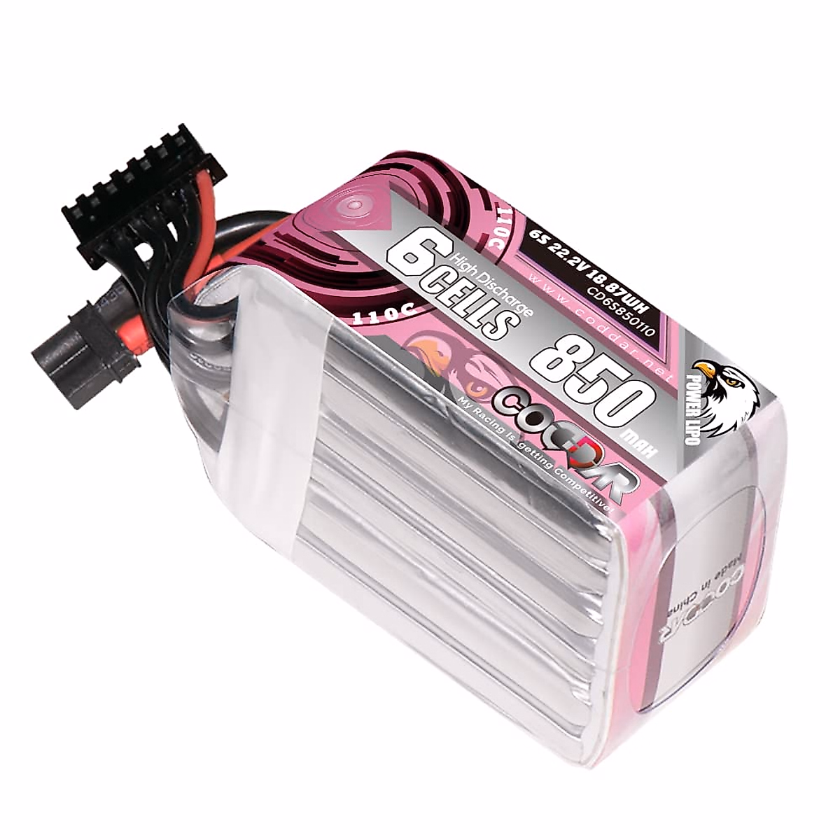 CODDAR 850mAh 6S 22.2V 110C LiPo Battery with XT30 Connector for RC Heli Airplane Quadcopter Helicopter Multi-Motor Hobby DIY Parts,2inch to 3inch FPV, 2inch to 2.5inch CineWhoop