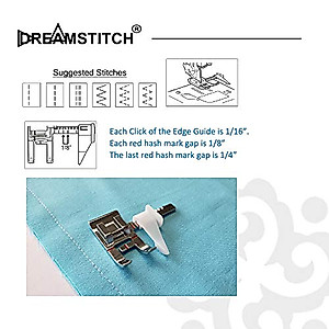 DREAMSTITCH 250026947, BLSA-SGF Adjustable Guide Presser Foot Max 7mm Zigzag-Fits All Low Shank Snap-On Singer, Brother, Babylock, Janome, Juki, Elna and More Sewing Machine