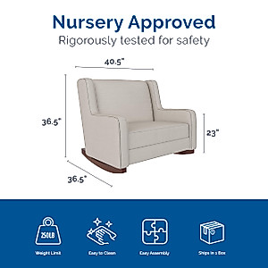 Baby Relax Hadley Upholstered Double Rocker Chair, Beige Microfiber