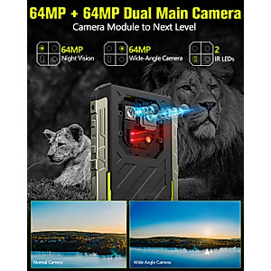 Ulefone Armor 22 Rugged Cell Phones, 16+256GB, 64MP+64MP Dual Cameras, Android 14, 6600mAh, 33W Fast Charging, 3-Card Sot Rugged Smartphone, Face/Fingerprint Unlock, NFC T-Mobile(Green)