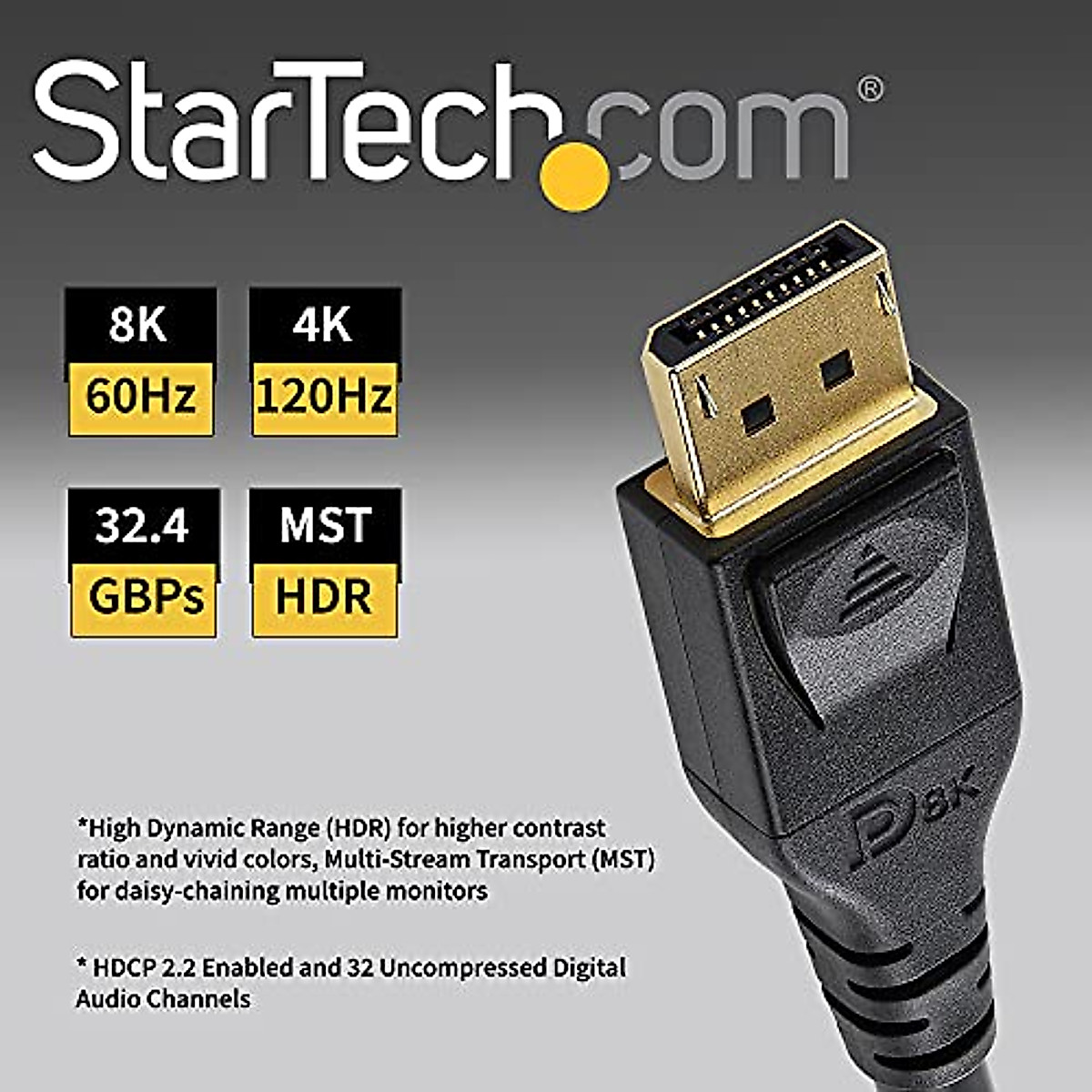 Startech.com 4m VESA Certified DisplayPort 1.4 Cable - 8K60Hz HBR3 HDR - 13ft Super UHD DisplayPort to DisplayPort Monitor Cord - Ultra HD 4K 120Hz DP 1.4 Slim Video Cable M/M DP Connector (DP14MM4M)