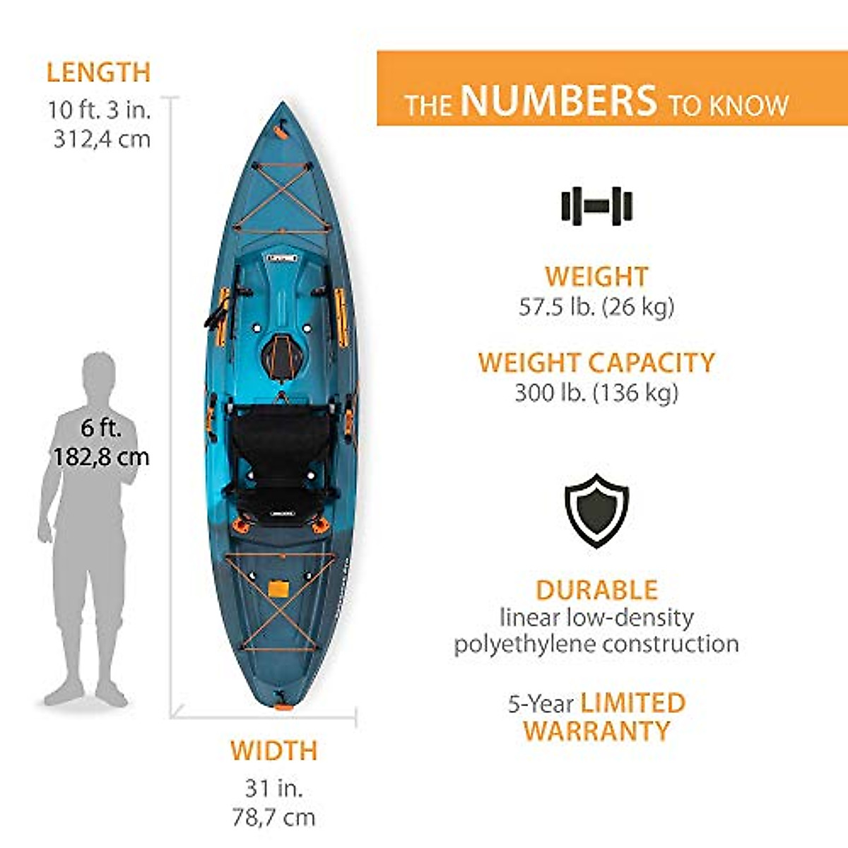 Lifetime Tamarack Pro 103 Sit-On-Top Kayak, Lightning Fusion, 10 ft. 3 in.