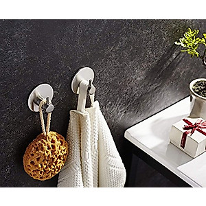 Onwon Self Adhesive Bathroom Hook Towel Robe, Brushed SUS304 Stainless Steel, Coat Hook, Key Holder, Umbrella Hats Clothes Heavy Duty Wall Hooks, Pack of 4 Pieces