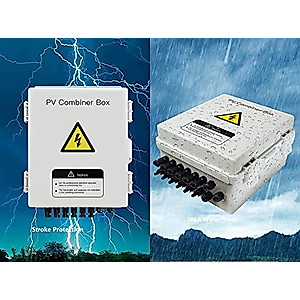 6 String Combiner Box for Solar Panel System, Solar Combiner Box with Lightning Arrest 63A Circuit Breaker 15A Rated Current Fuse IP66 Waterproof