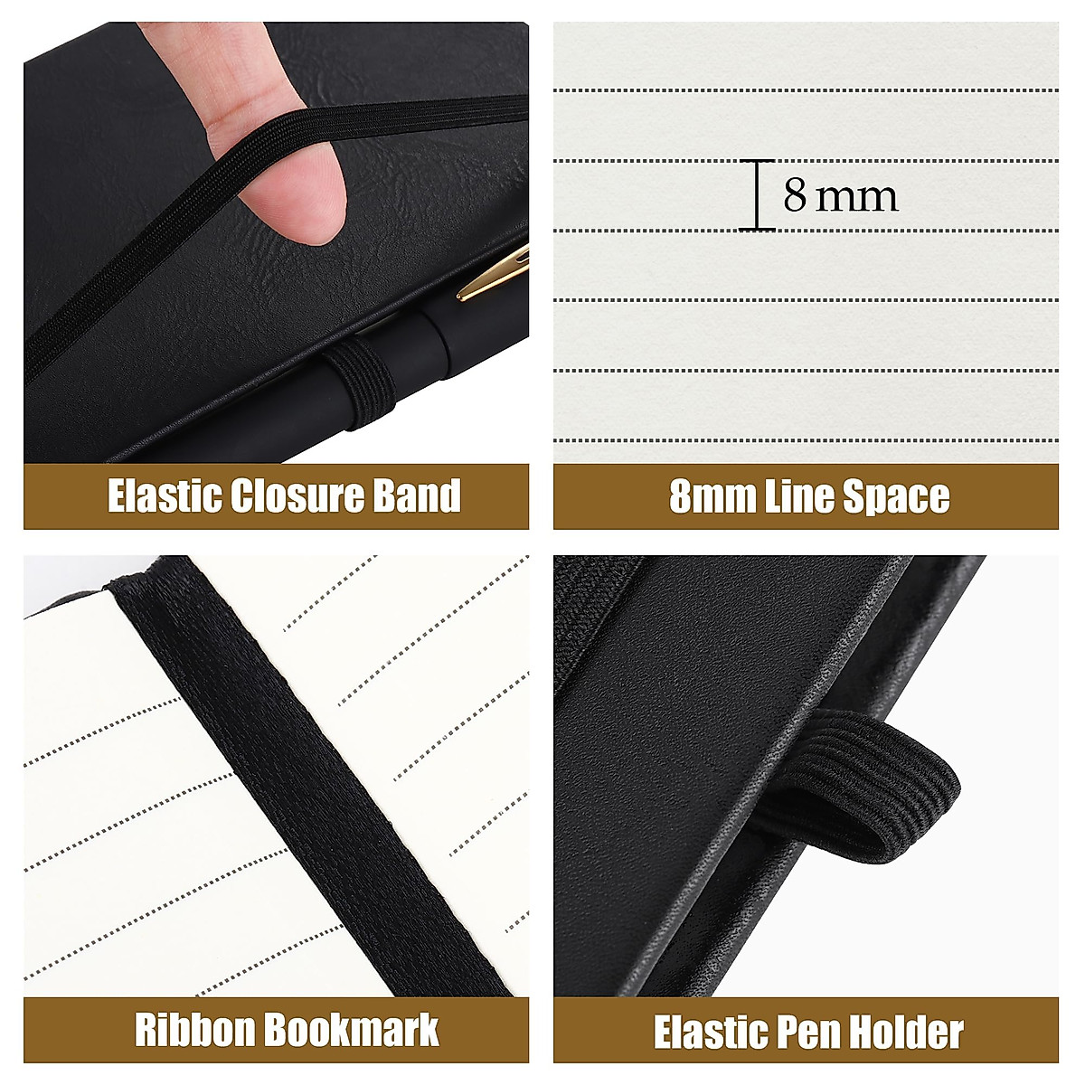 KOGGON 50 Pack Pocket Notebook Journals with Pens, 160 Pages, 3.5x5.5 Inches, A6 Mini Notebooks Small Journals College Ruled Hardcover Notebook PU Leather Notepad with Pen Holder for Office School