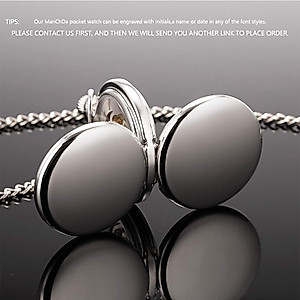 ManChDa Silver Pocket Watch for Men Son Pocket Watch Mechanical Pocket Watch with Chain Retro Smooth Classic Handwind Pocket Watch Roman Numerals Pocket Watch for Women