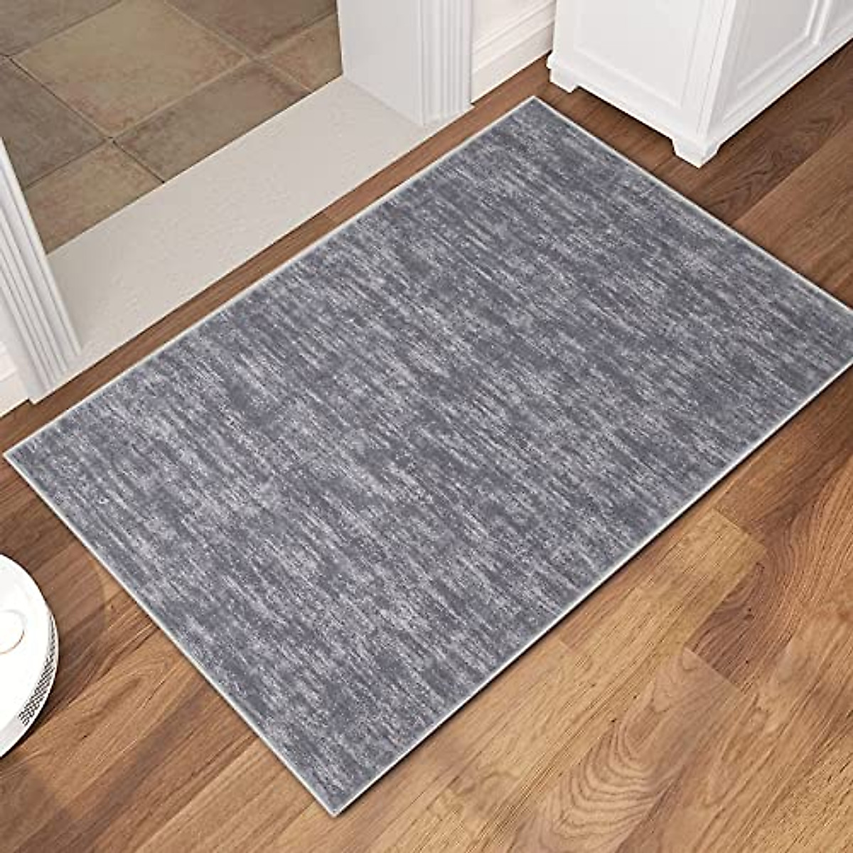 RUGSREAL Small Contemporary Area Rug Modern Solid Indoor Throw Carpe Machine Washable Non-Slip Low-Pile Area Rug for Living Room Bedroom Laundry, 2' x 3' Grey