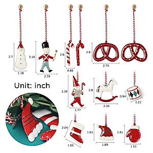 Aizulhomey Christmas Ornaments 12 Pcs Set Metal Double Sided Hand Painted Tree Hanging Decorations, car and Home Decor