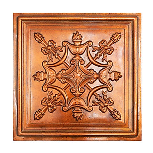 Ceiling Tin Tiles Decorative Drop Ceiling Tiles Distressed for Cafe Club Salon Hotel Store Bar 2'x2' PL07 Archaic Copper 10pcs