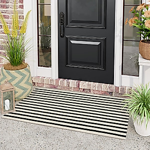 OJIA Christmas Front Door Mat 24"x51", Machine Washable Porch Rug Indoor Outdoor Rugs Outside Doormat Striped Rug Cotton Woven Entryway Rug for Kitchen/Bathroom/Farmhouse/Home Entrance