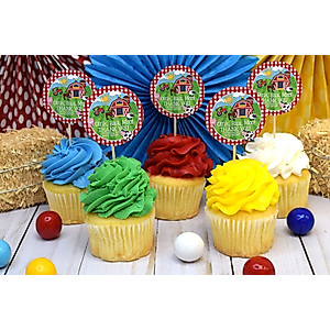 Barnyard Bash Birthday Party Sticker Labels, 40 2" Party Circle Stickers by AmandaCreation, Great for Party Favors, Envelope Seals & Goodie Bags