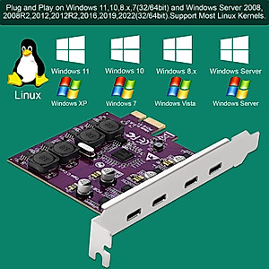 FebSmart 4X 5Gbps USB-C Ports PCI Express USB 3.0 Expansion Card for Windows 11, 10, 8.x, 7, Vista, XP Desktop PCs, Built in Self-Powered Technology, No Need Additional Power Supply (FS-U304C-Pro)