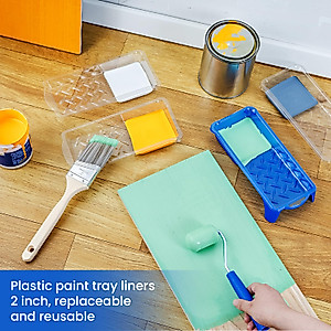 Mister Rui Paint Tray, 23 Pack 2 Inch Paint Tray with Liners, Disposable Paint Roller Trays with Roller Frame, Plastic Paint Tray Liners, Small Paint Trays for Painting