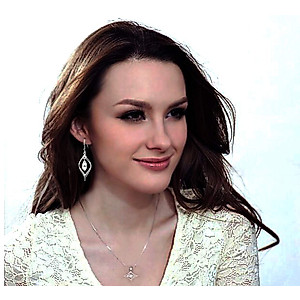 Clearance Swarovski Crystal Twist Leaf Style Fashion 925 Sterling Silver Dangle Earrings for Women in Gold-Plated