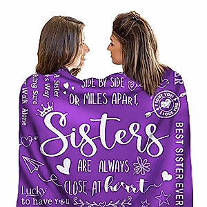 Gifts for Sister Throw Blanket, Cozy & Soft Throw Blankets, Sister Sister Birthday Gifts from Sister, Sister Gifts from Sisters for Sister, Purple Blanket 50" X 60"